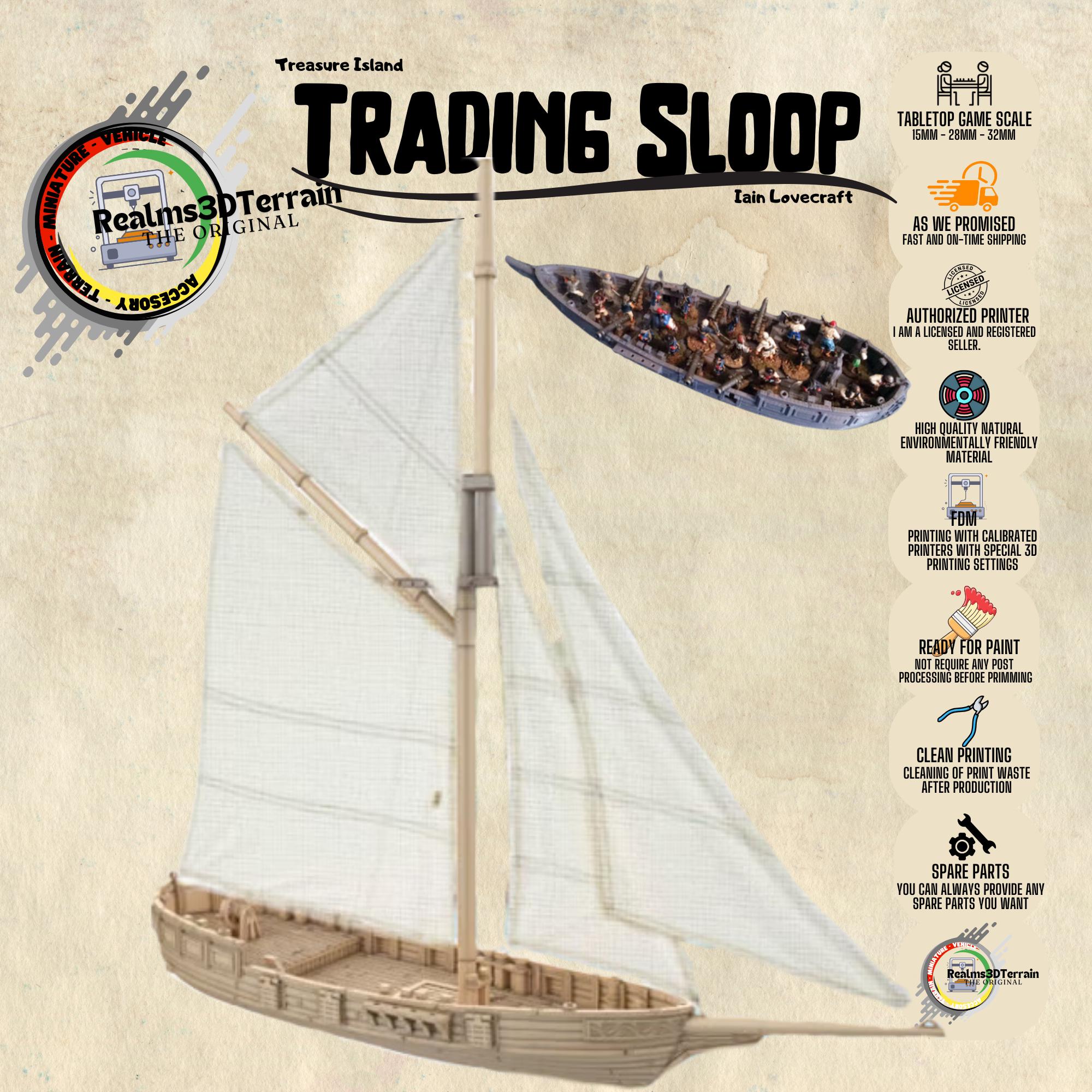 Trading Sloop - Treasure Island - Iain Lovecraft - War Boat - Ship ...