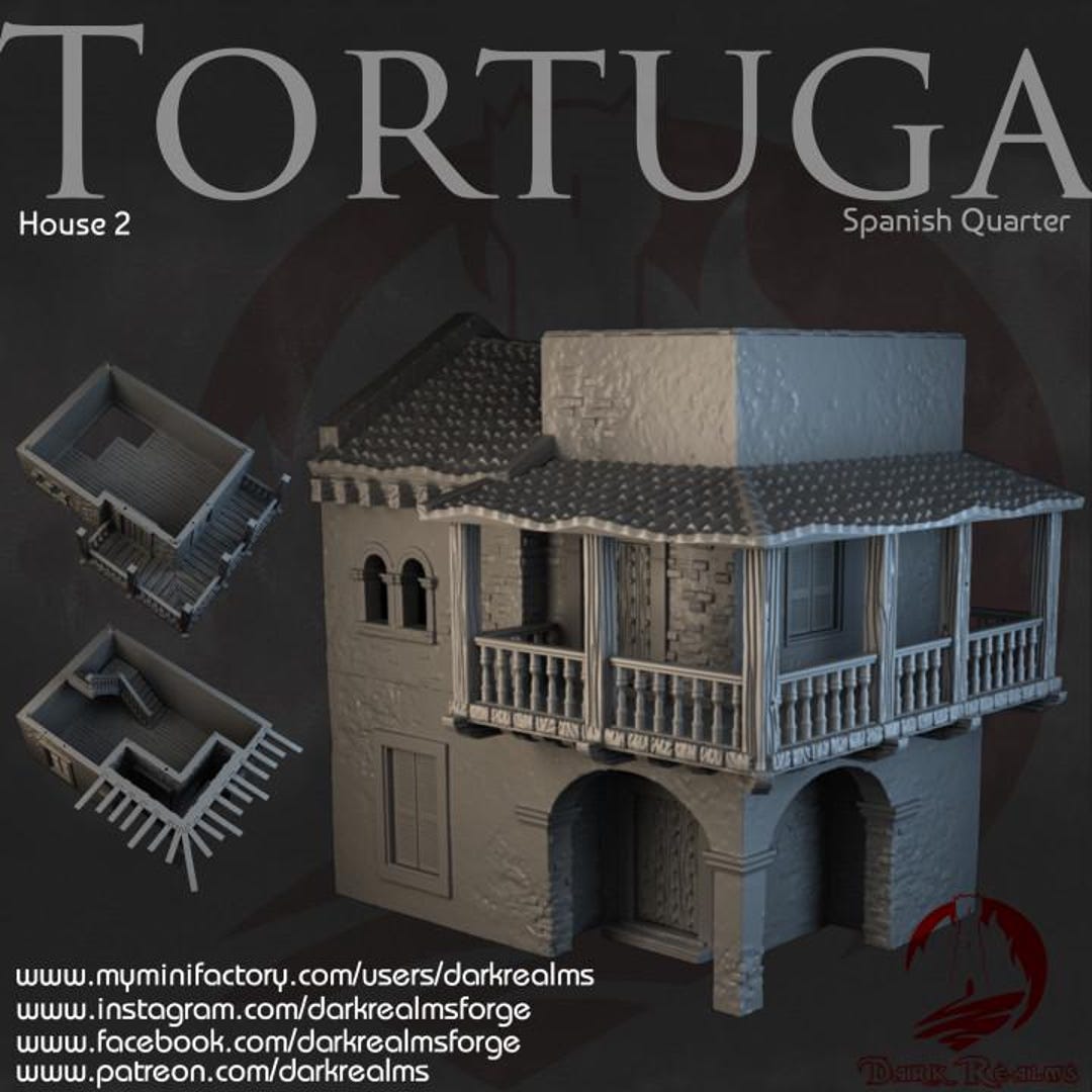 Tortuga House 2 Spanish Quarter Scenery Fantasy Terrain Mordheim Wargaming Miniauture Dungeons ...