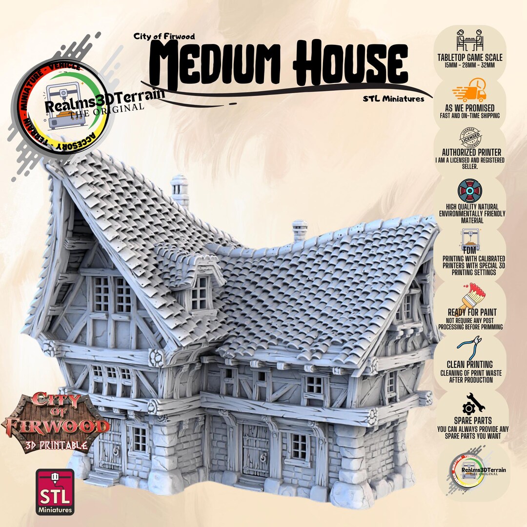 Medium House - City of Firwood - Wargaming Tabletop - Fantasy Scenery ...