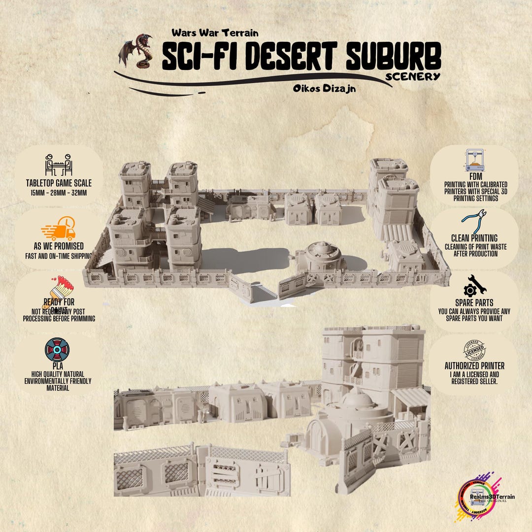 Sci - Fi Desert Suburb Full Scenery Set - Rpgs - Wars Terrain ...