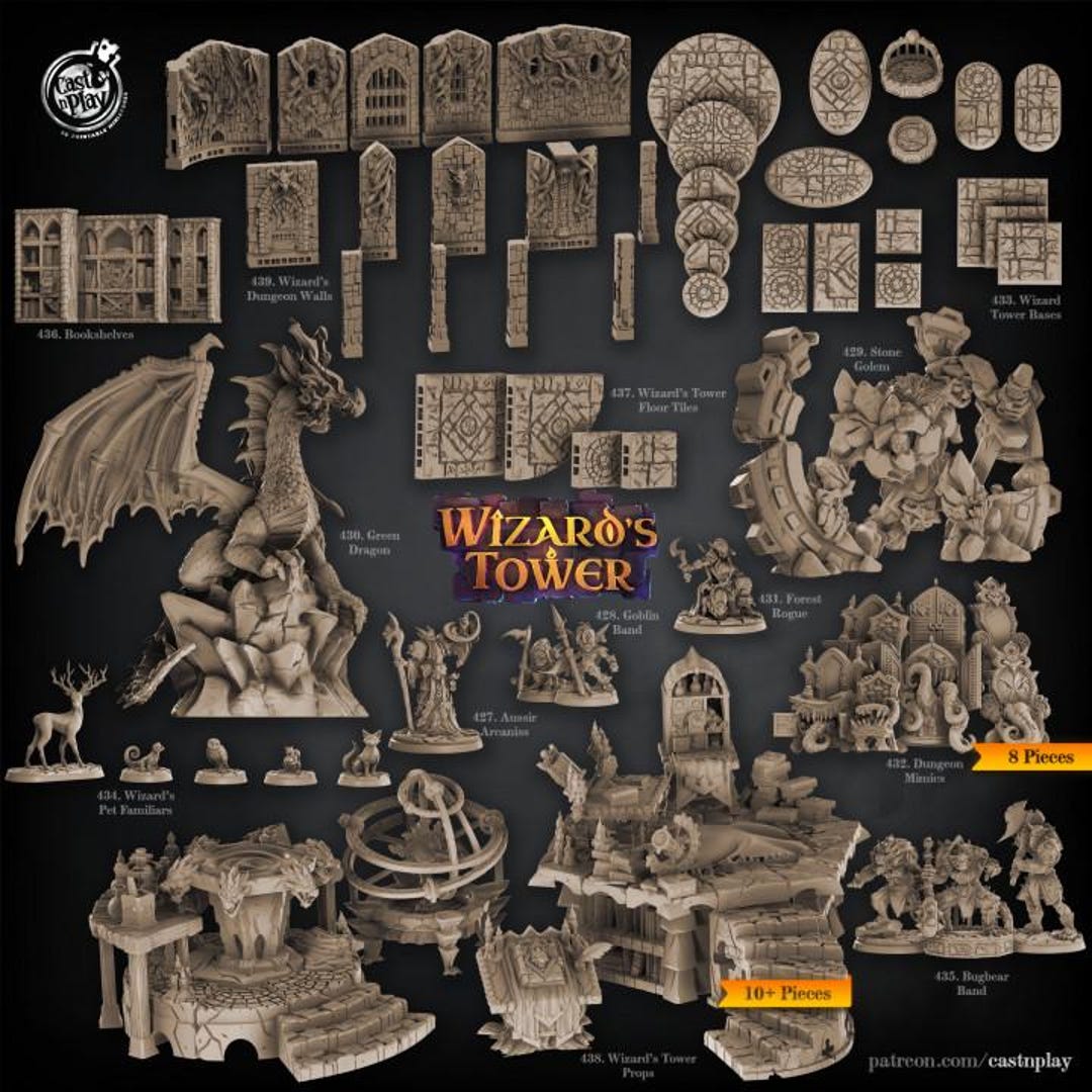 Wizard's Tower Cast N Play Resin Sla 8K Wargaming Minies Fantasy ...