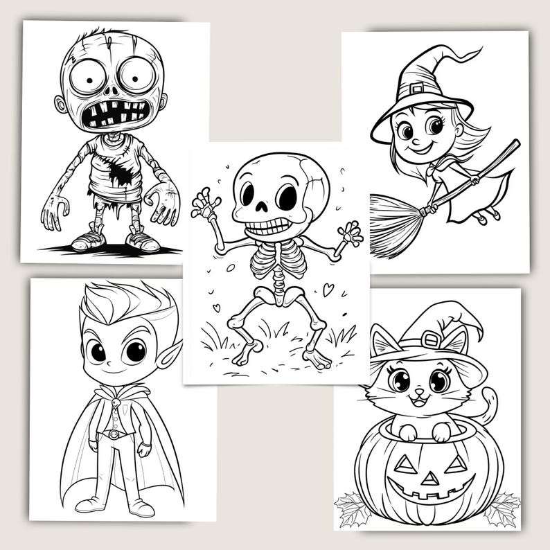 Cute Halloween Coloring Pages & Books for Kids | Autumn Fall Activities ...