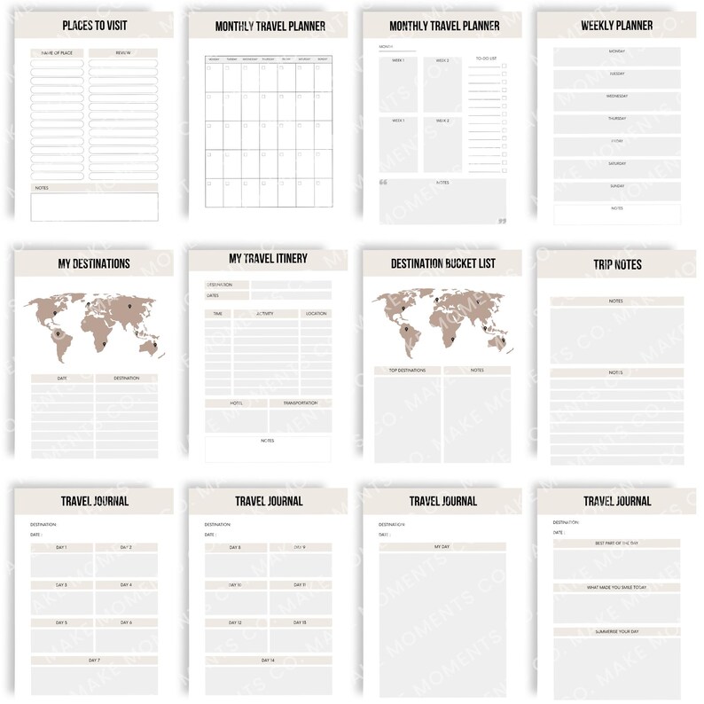 Printable Travel Planner | Holiday and Vacation Planner, Roadtrip ...