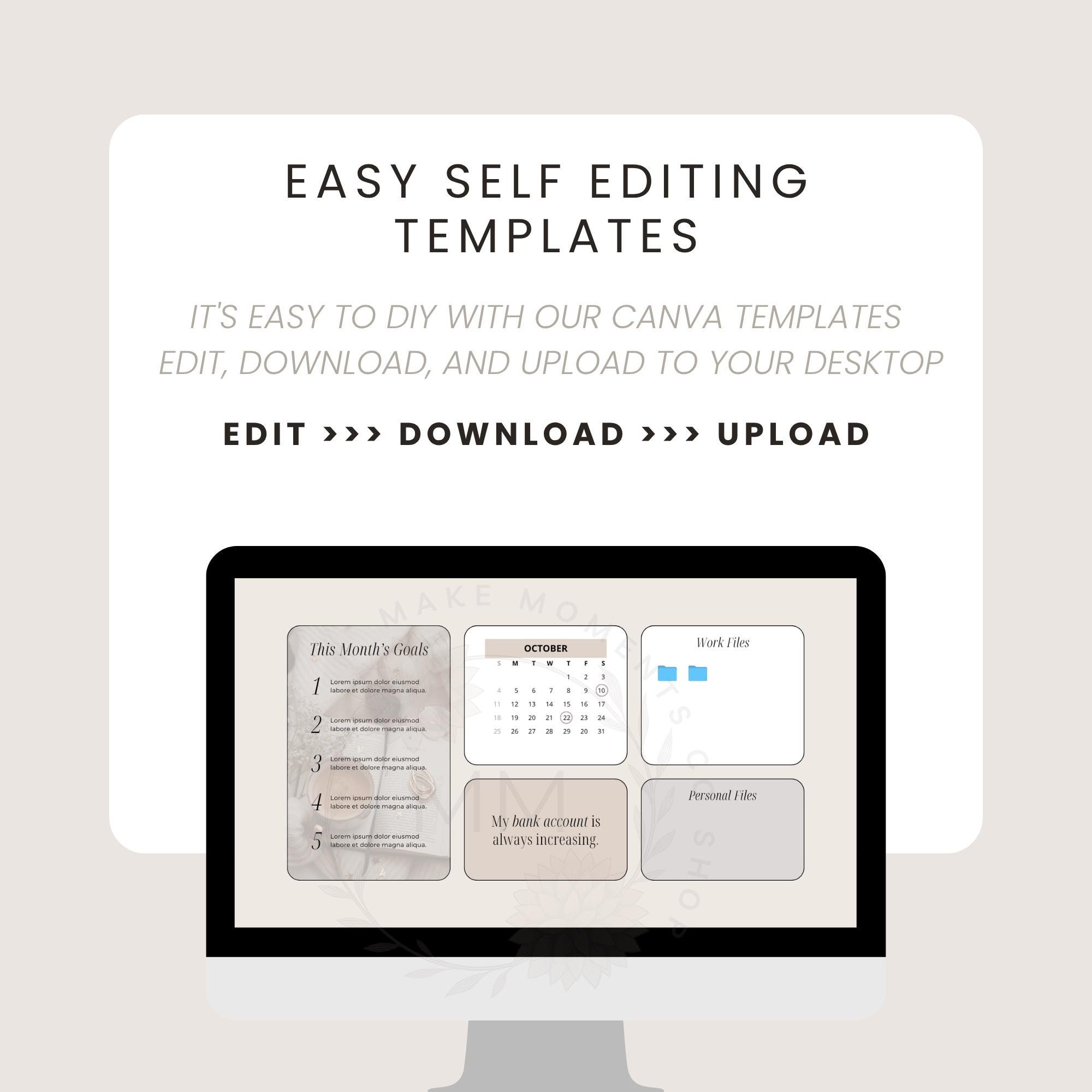 2026 Canva Template Desktop Wallpaper Organizer | Aesthetic Desktop and ...