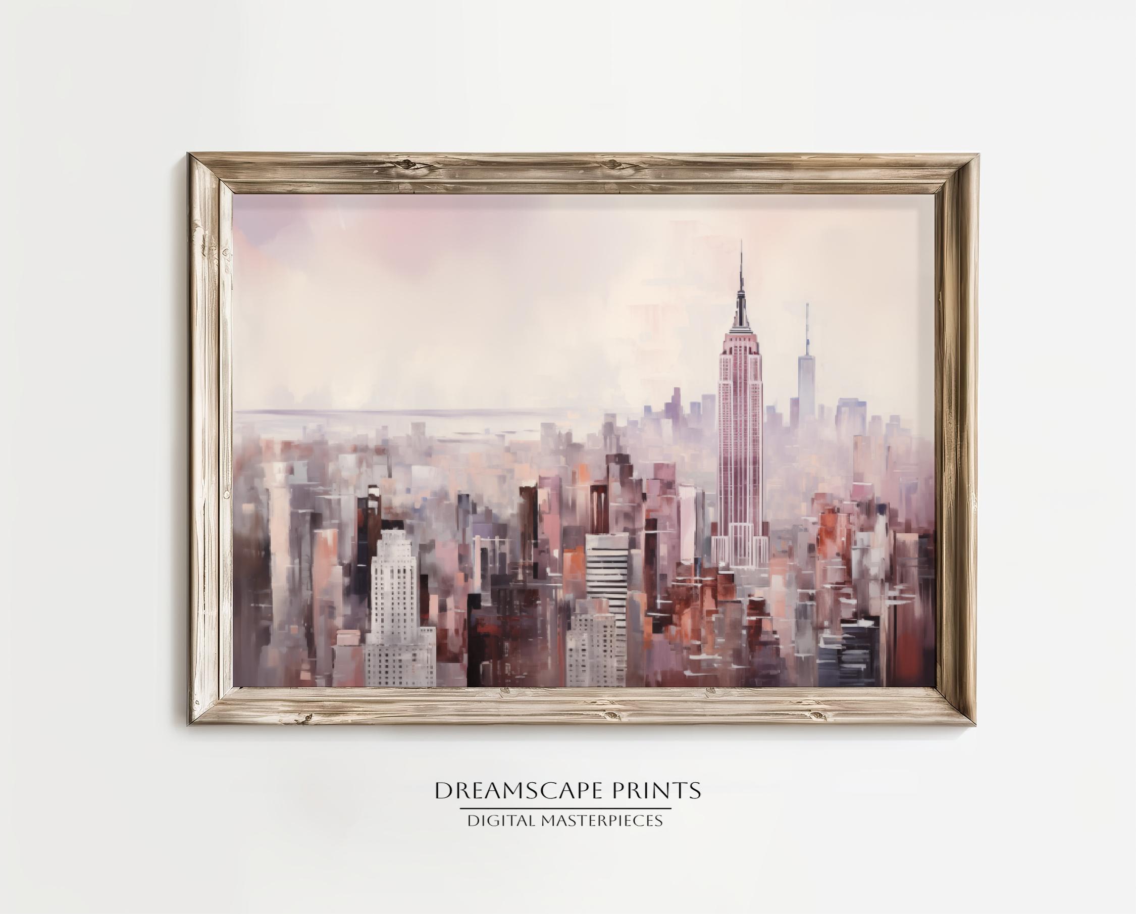 Abstract New York City Skyline Art Empire State Building Painting ...