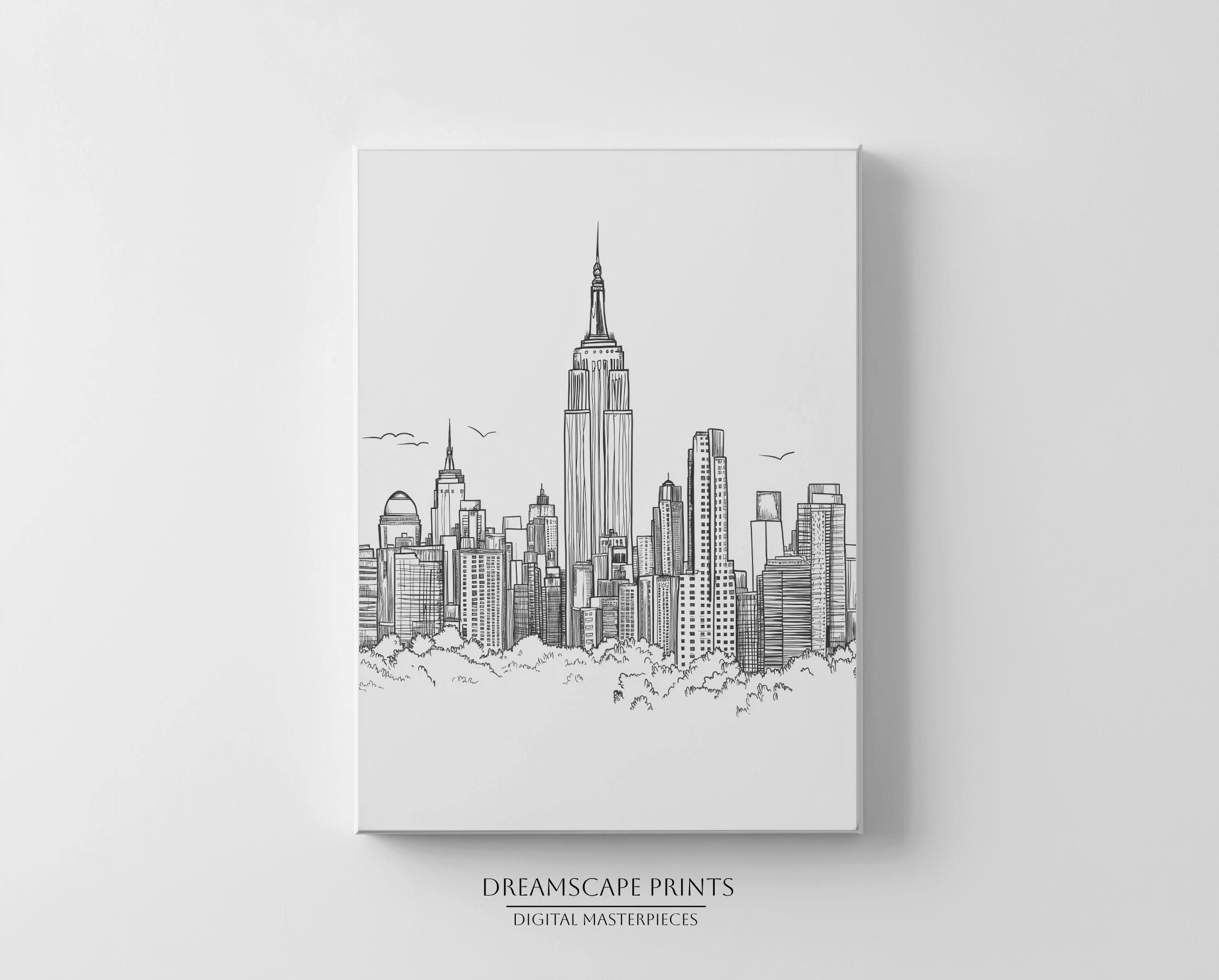 Manhattan Skyline Line Drawing Minimalist NYC Artwork New York City ...