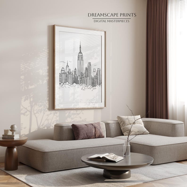 Manhattan Skyline Line Drawing Minimalist NYC Artwork New York City ...