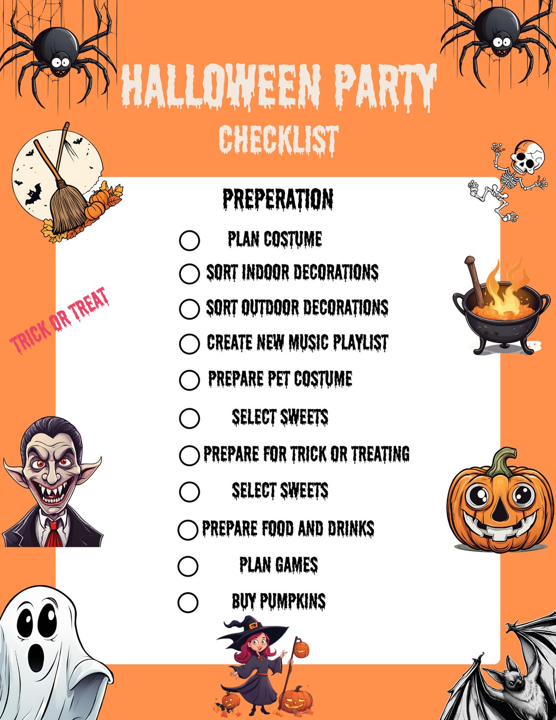 Halloween Checklist Printable, Halloween Party Planner Printable ...