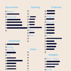 Printable Holiday Travel Checklist, Planner, Organiser - Documents ...