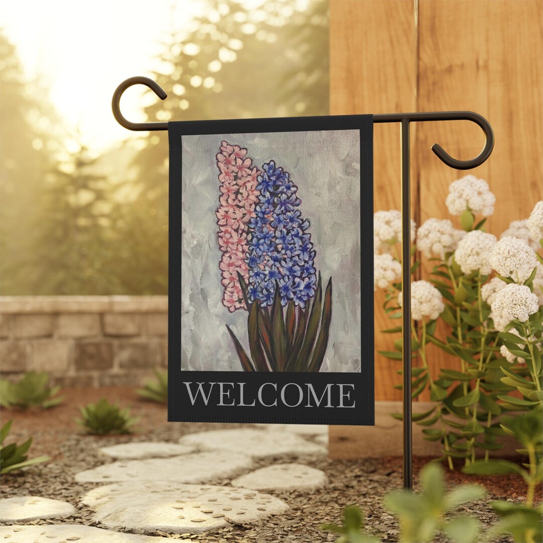 Hyacinth Welcome Garden & House Banner, Floral Garden House Flag ...