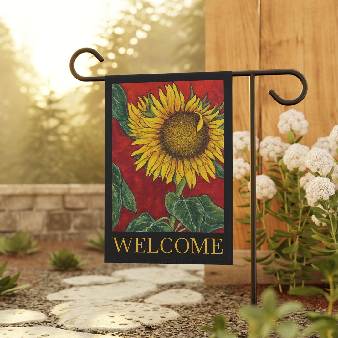 Sunflowers Welcome Garden & House Banner, Floral Garden House Flag ...