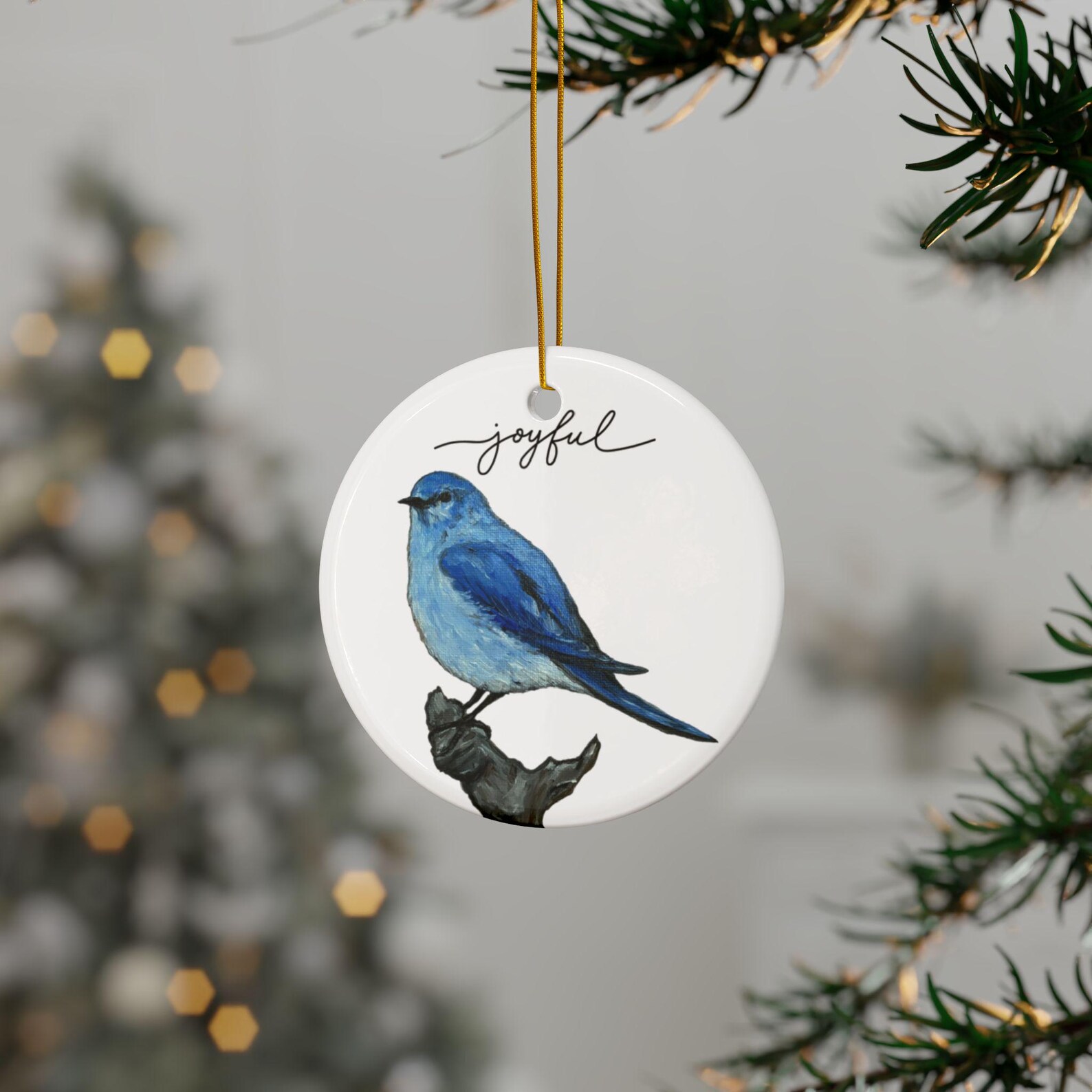 Bluebird Ceramic Christmas Ornament, 2-sided Print, (1pc, 3pcs,) by ...