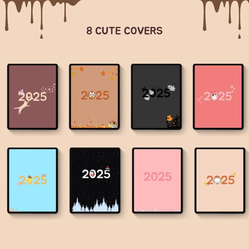 2025 Cat-themed Digital Planner Kawaii Ios iPad iPhone Android Digital ...