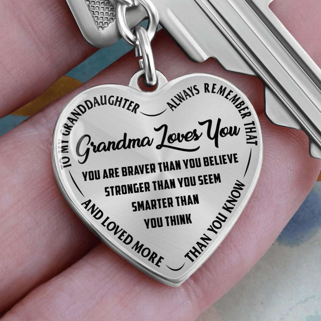 Granddaughter Gift Engraved Heart Keychain From Grandma Unique Keepsake ...