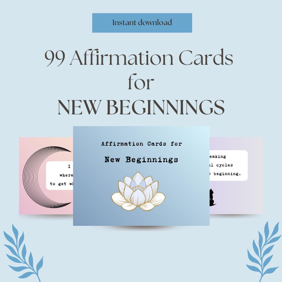 Printable Affirmation Cards New Beginnings, Positive Affirmations, New ...