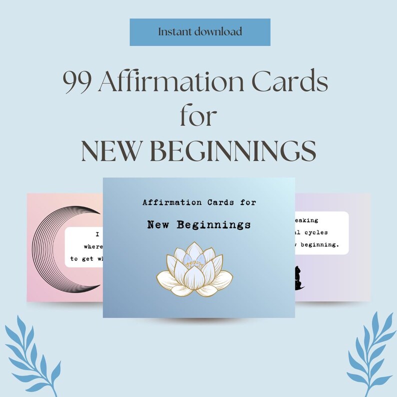 Printable Affirmation Cards New Beginnings, Positive Affirmations, New ...