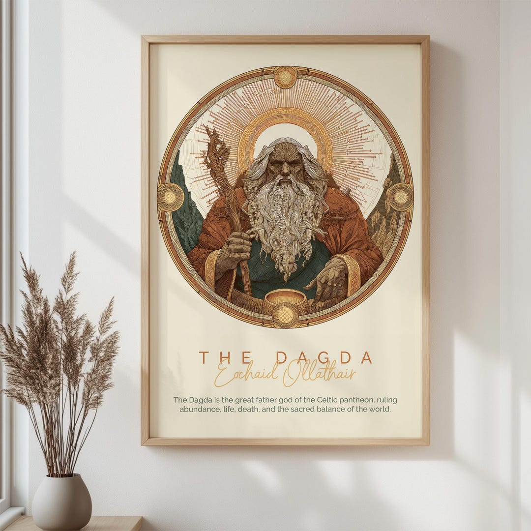 The Dagda Celtic God Poster, Father of the Gods and Abundance Wall Art ...