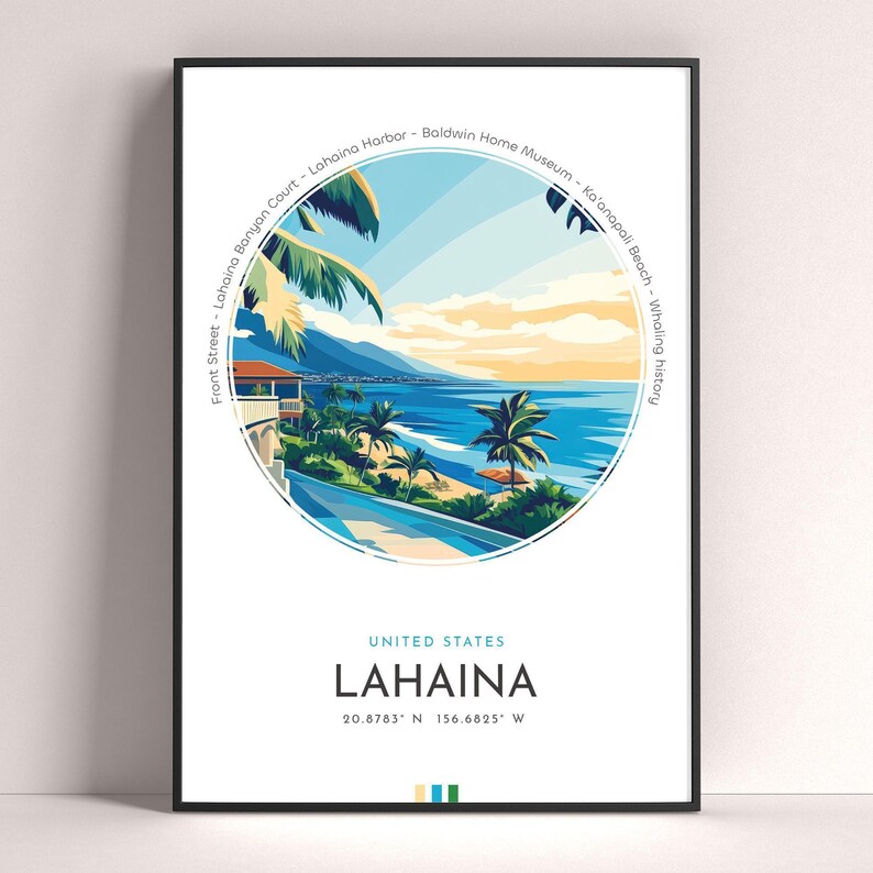Lahaina City Poster, Hawaii Travel Print, United States Modern Wall Art ...