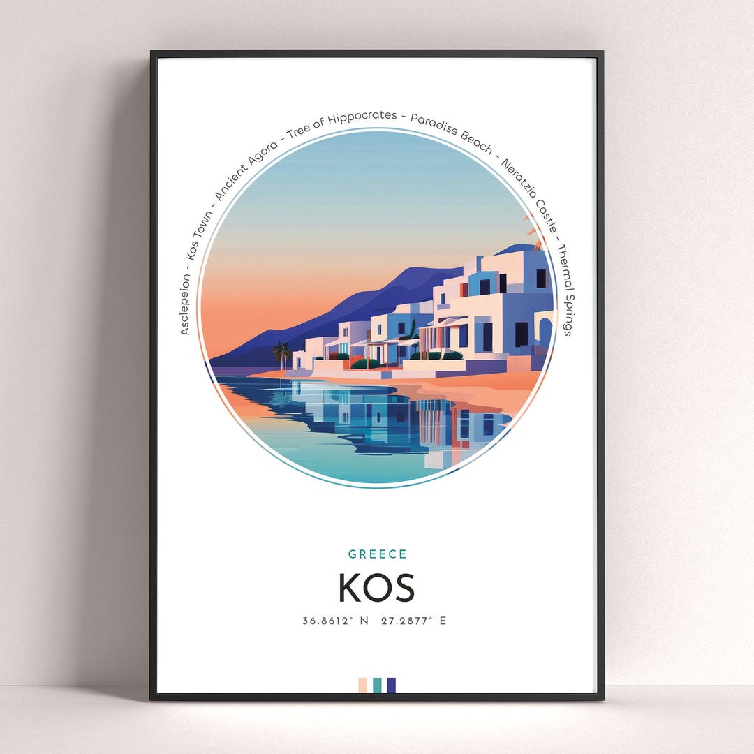 Kos City Poster, Greece Travel Print, Printable Wall Art, Travel Gift ...