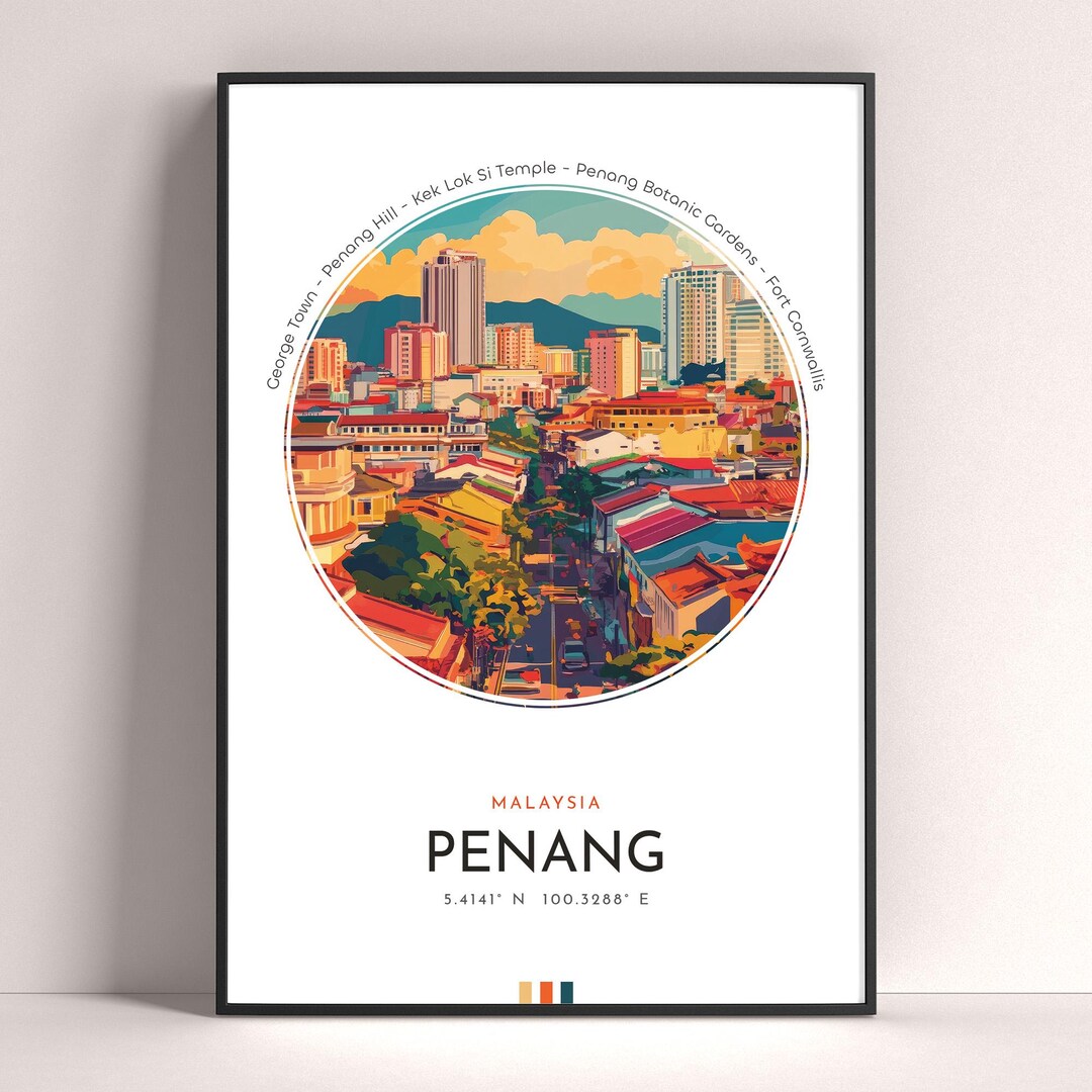 Penang City Poster, Malaysia Travel Print, Printable Wall Art, Travel ...