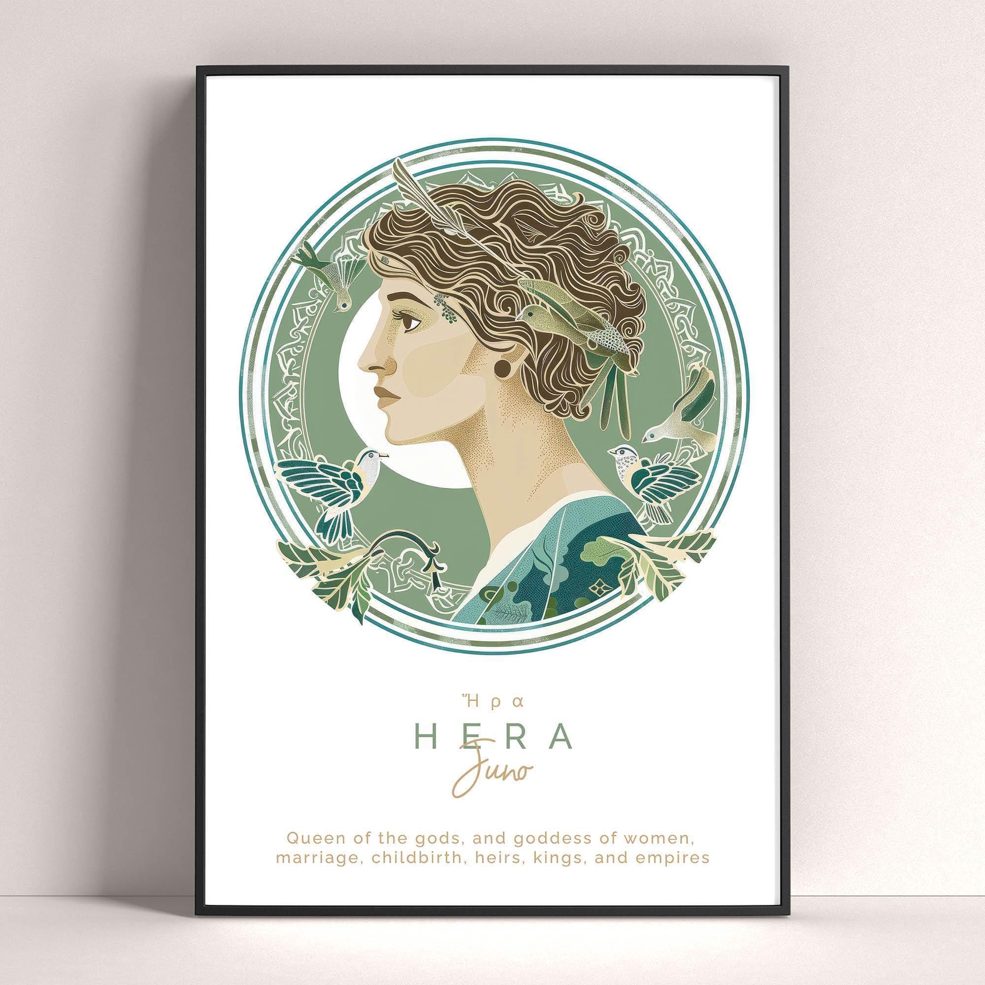 Hera Juno Greek Goddess Print, Hera Modern Poster, Greek Mythology ...