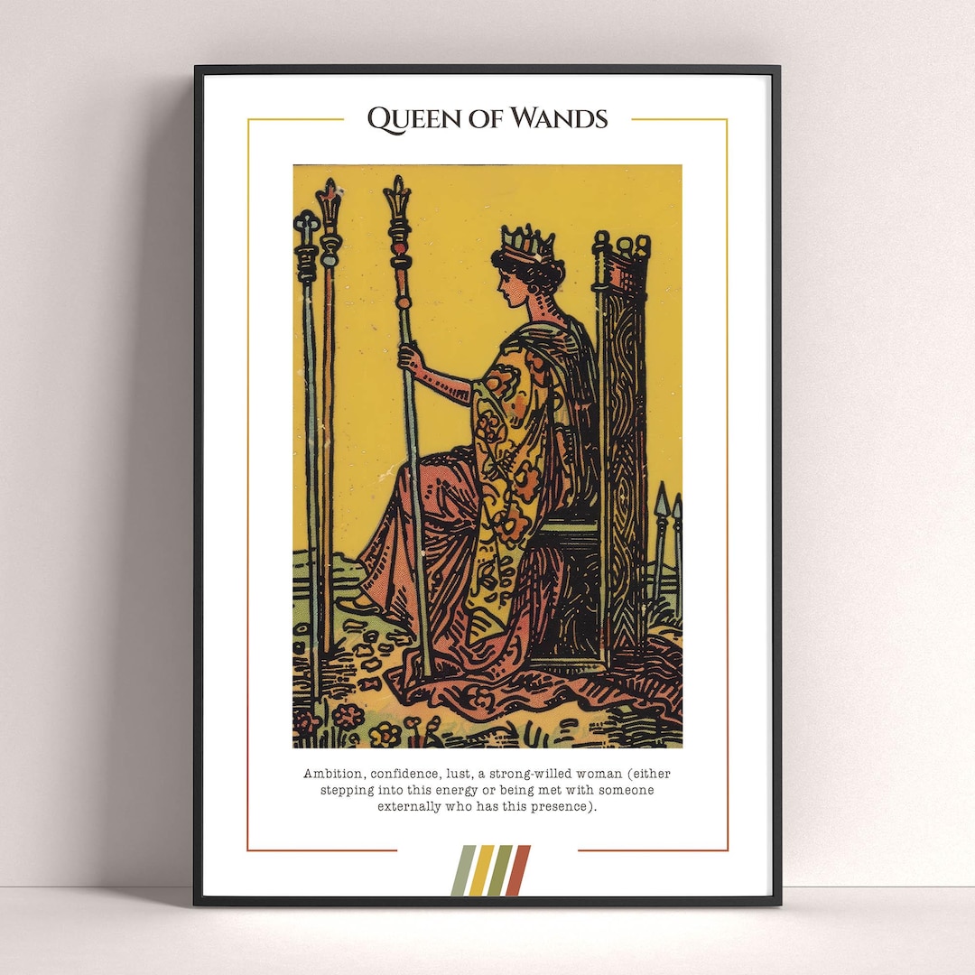 Queen of Wands Tarot Card Poster, Tarot Art Print, Tarot Card Printable ...