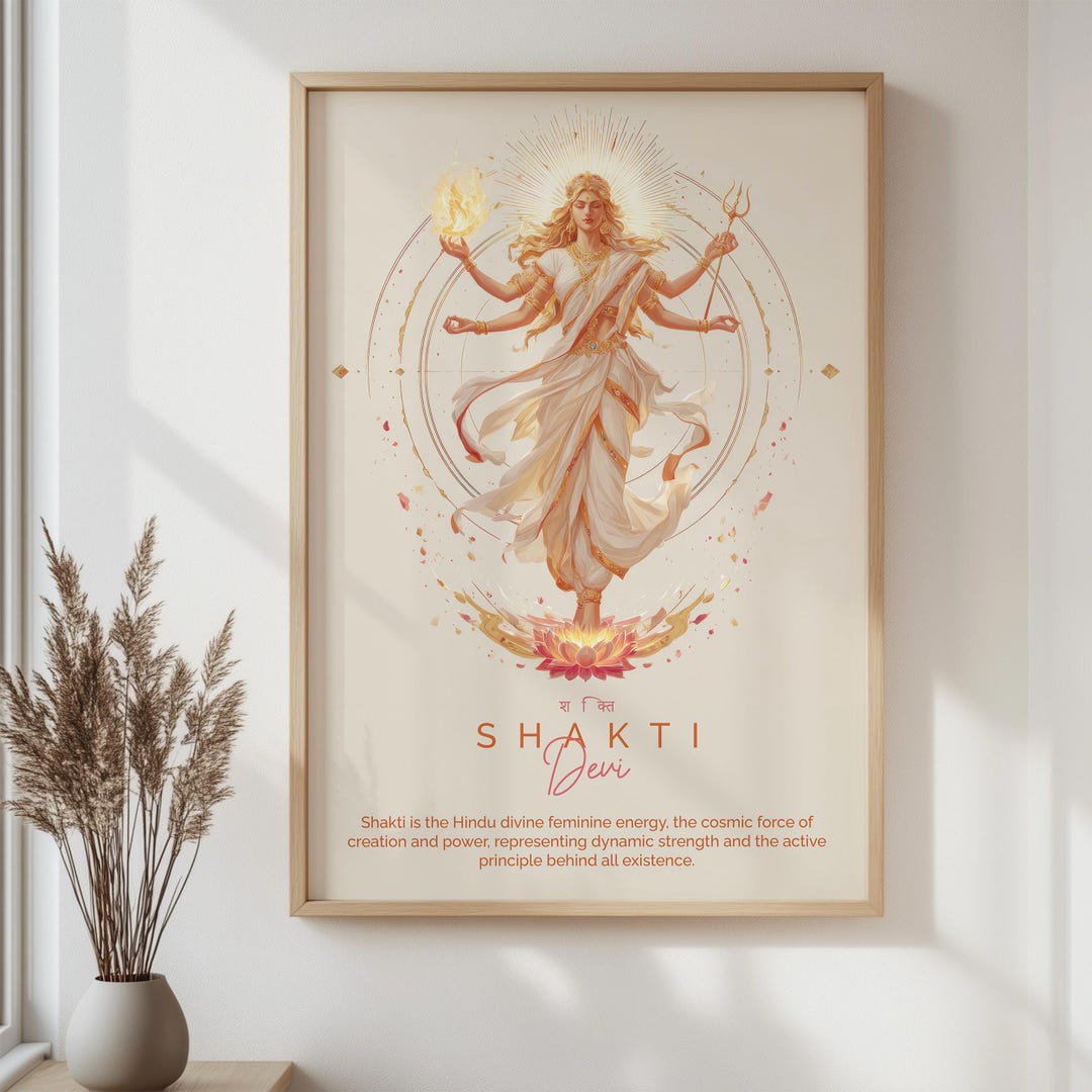 Shakti Devi Hindu Goddess Poster, Divine Feminine Energy Wall Art ...