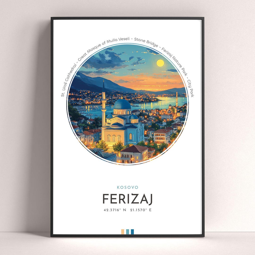 Ferizaj City Poster, Kosovo Travel Print, Printable Wall Art, Travel ...