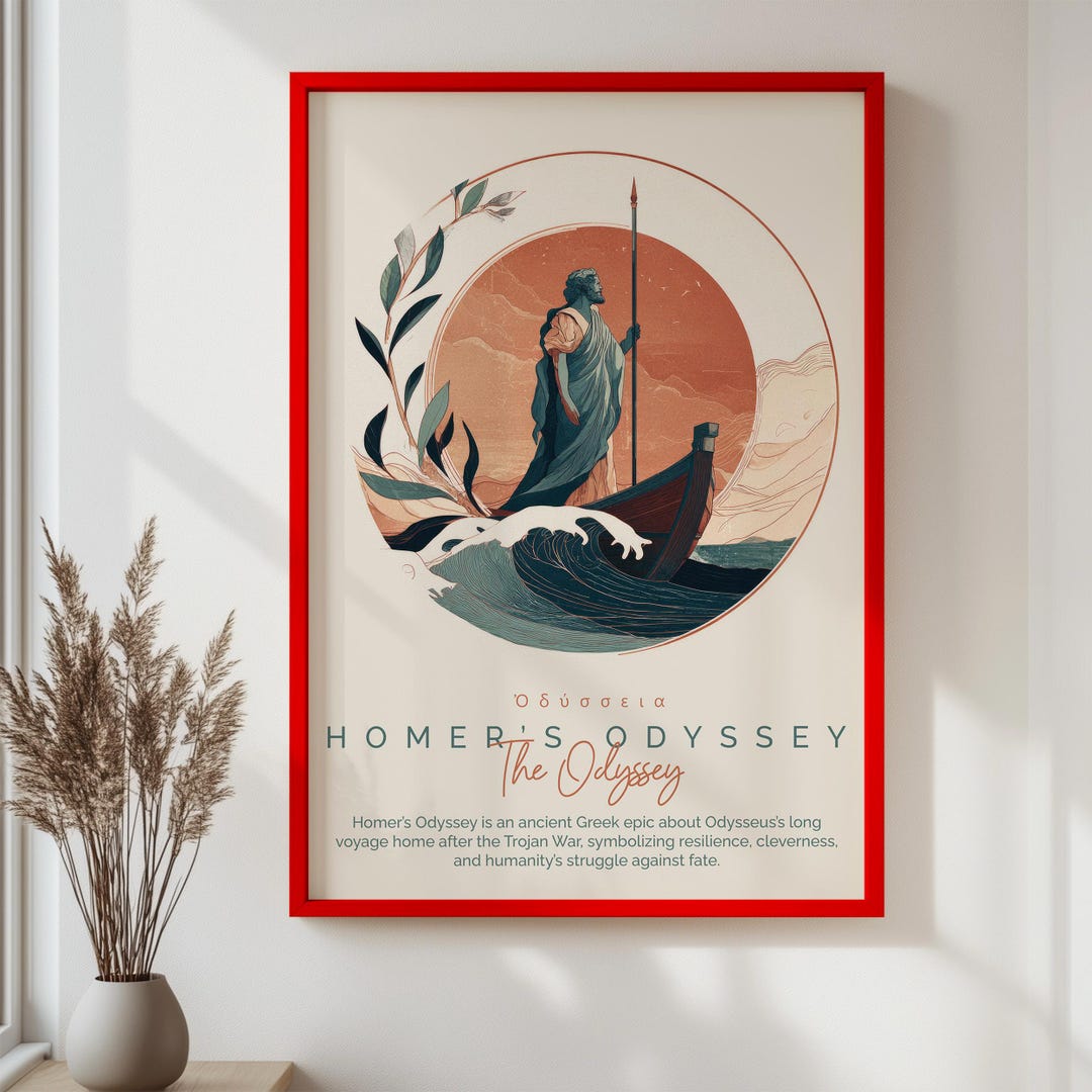 Homer’s Odyssey Poster, Greek Mythology Wall Art, Odysseus Print ...