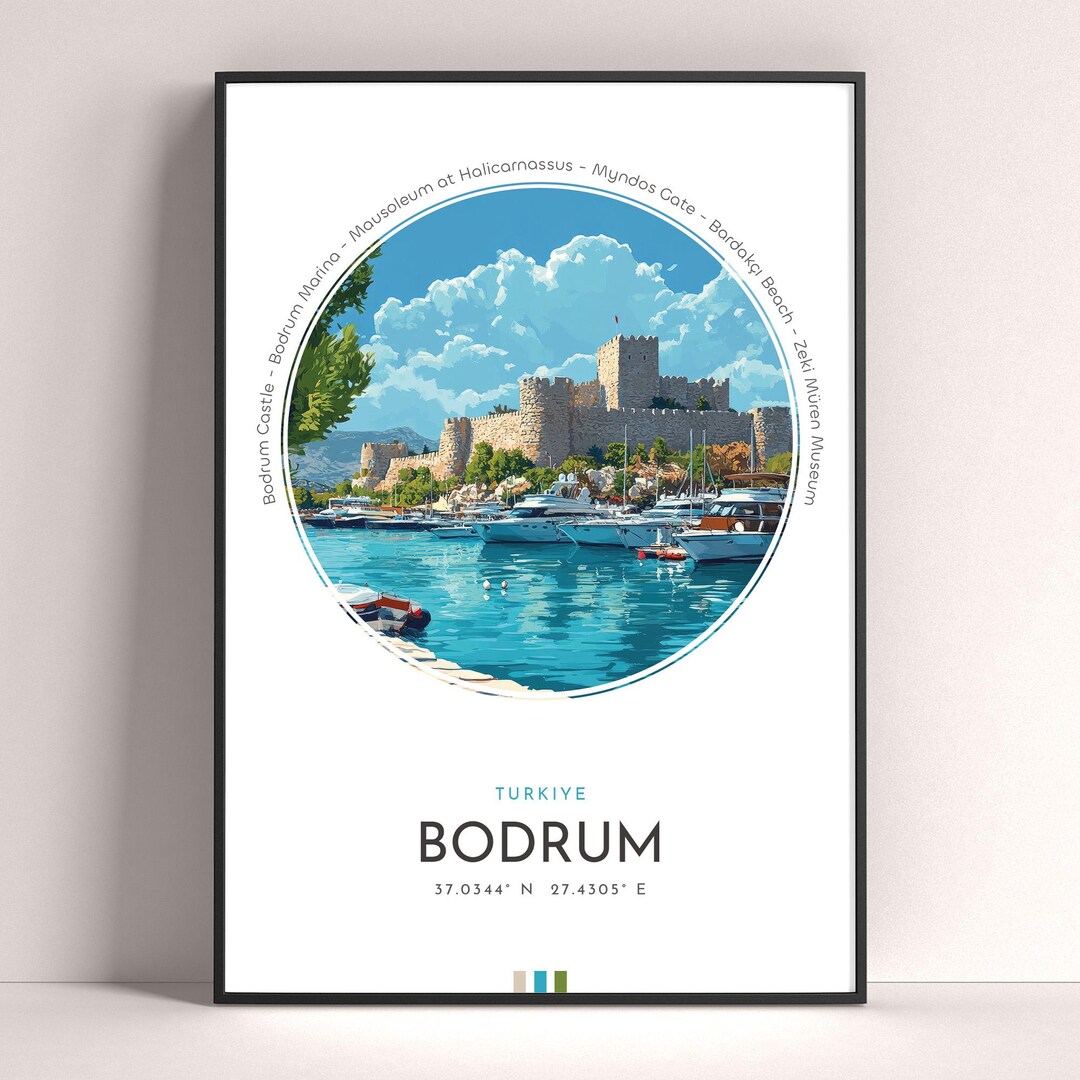 Bodrum City Poster, Turkey Travel Print, Mugla Printable Wall Art ...