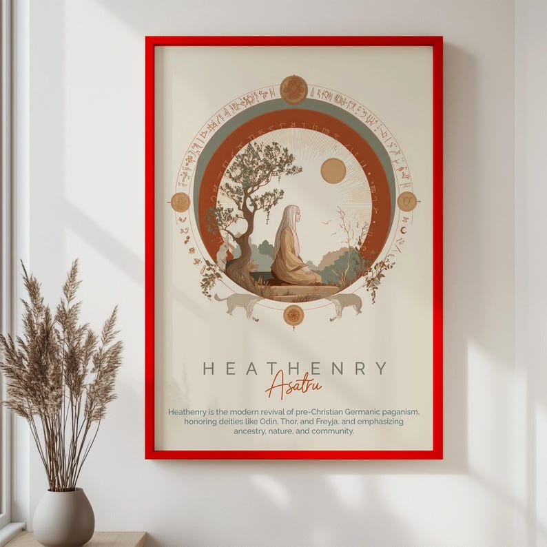 Heathenry Norse Pagan Poster, Asatru Wall Art, Viking Mythology Decor ...