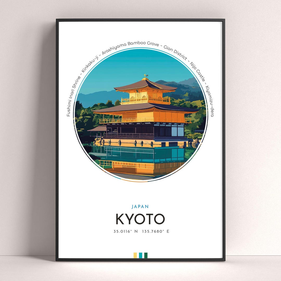 Kyoto City Poster, Japan Travel Print, Kinkaku-ji Printable Wall Art ...