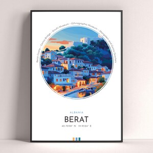 Berat City Poster, Albania Travel Print, Printable Wall Art, Travel ...
