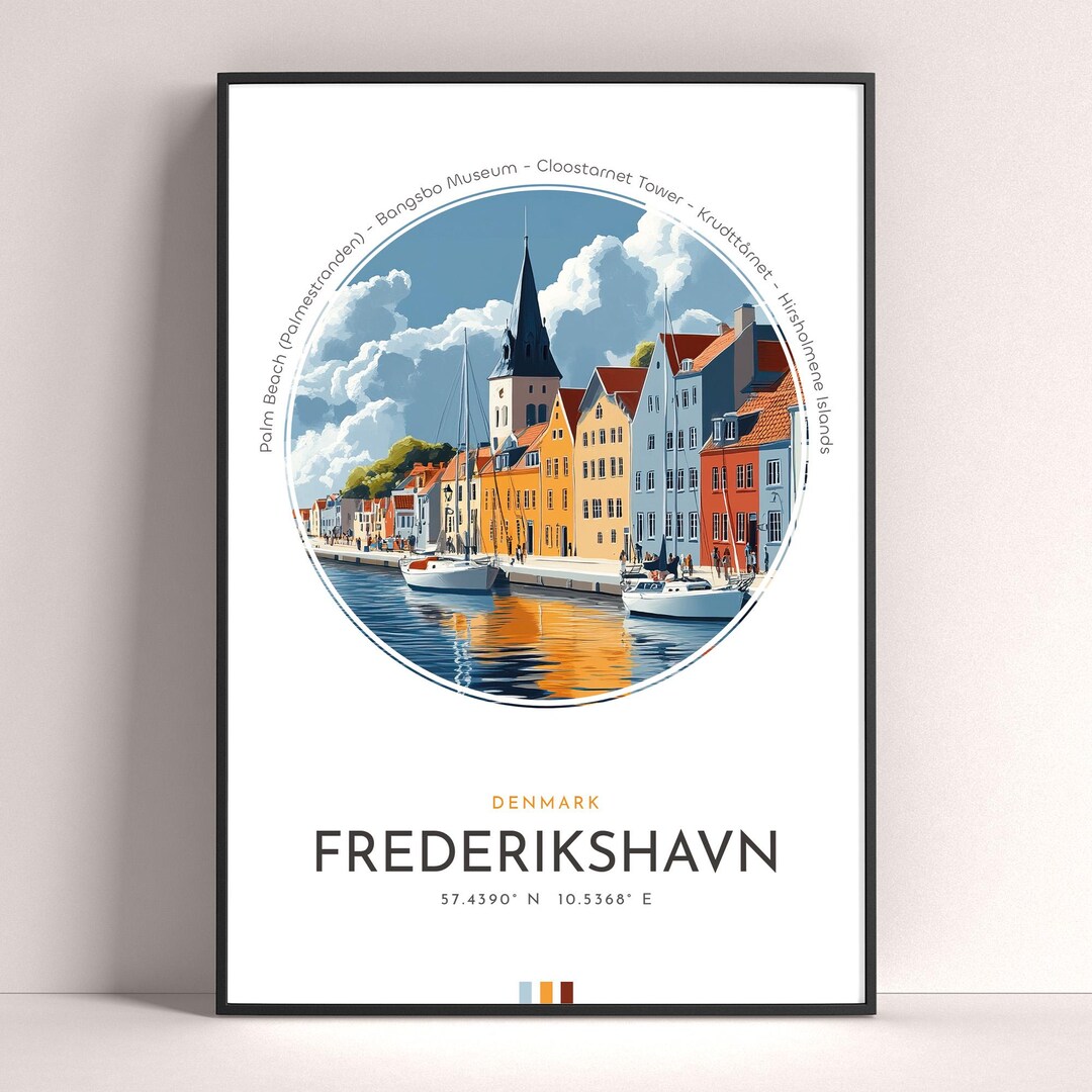 Frederikshavn Poster, Denmark Travel Print, Vendsyssel Printable Wall ...
