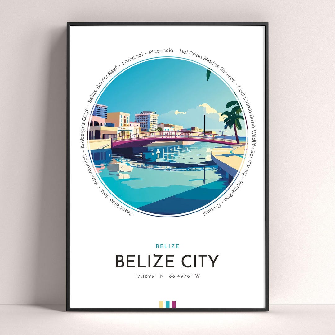 Belize City Poster, Belize Travel Print, Printable Wall Art, Travel ...