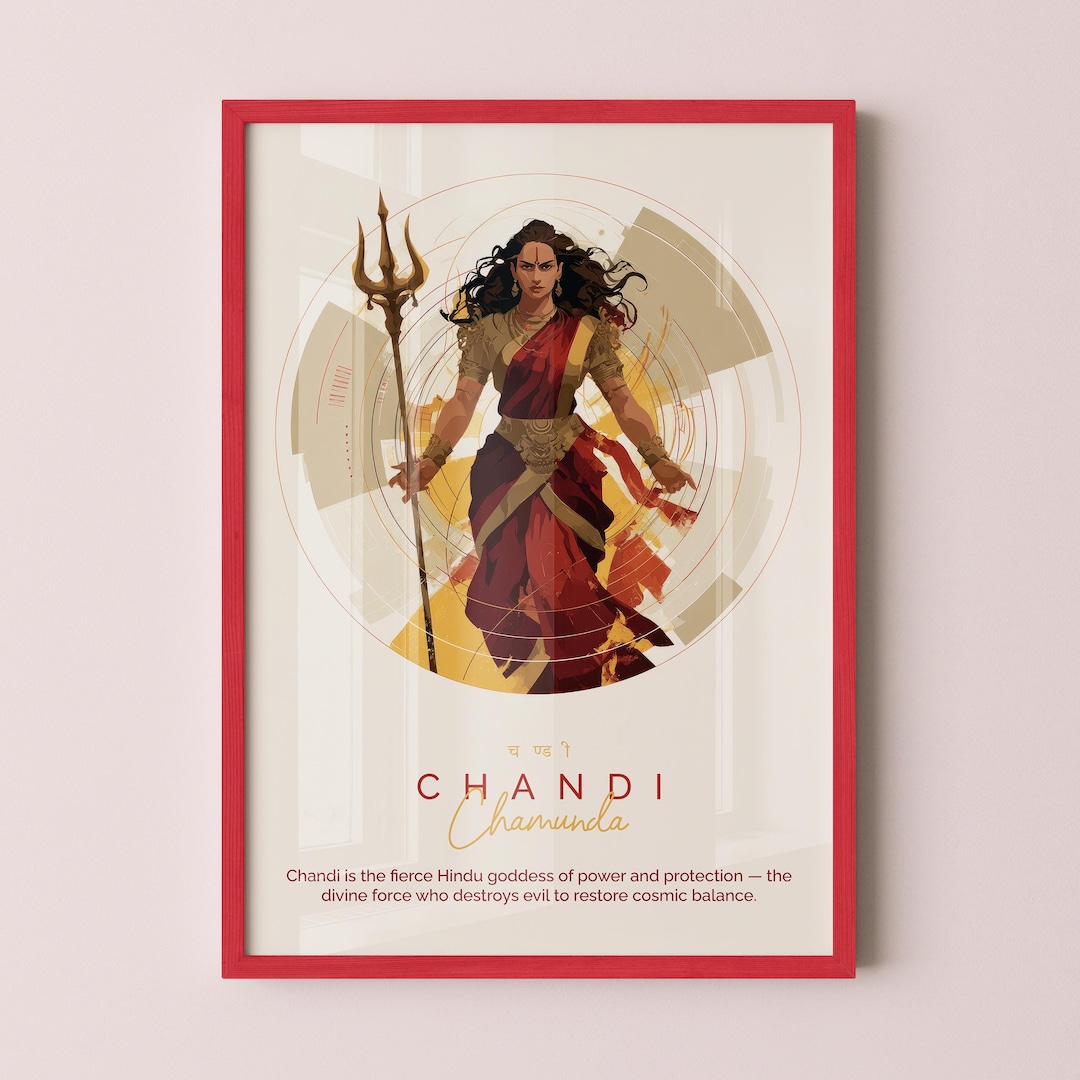 Chandi Hindu Goddess Poster, Divine Warrior Wall Art, Mother of the ...