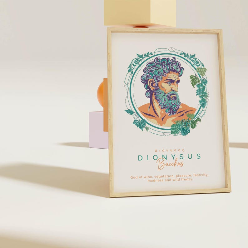Dionysus Bacchus Greek God Print, Dionysus Modern Poster, Greek ...