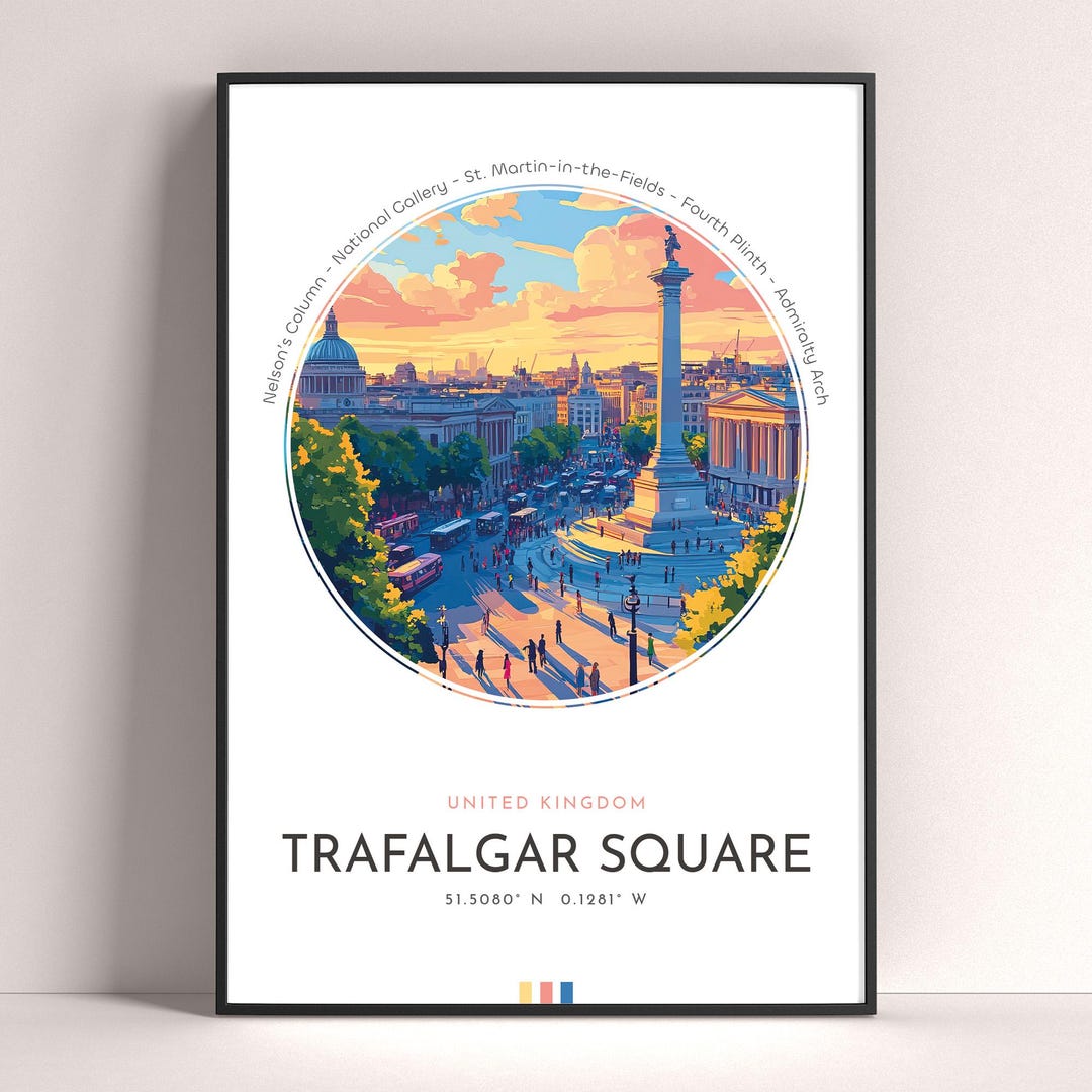 Trafalgar Square Poster, London Travel Print, Printable Wall Art ...