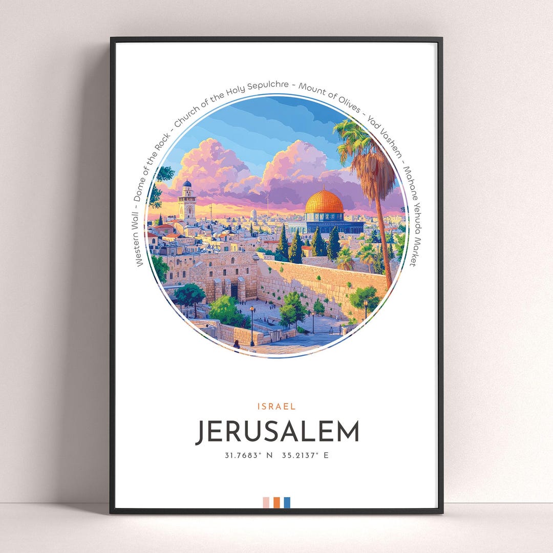 Jerusalem City Poster, Israel Travel Print, Printable Wall Art, Travel ...