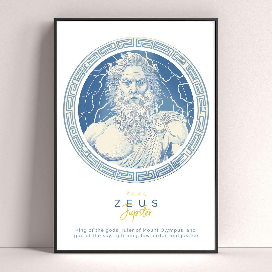 Zeus Jupiter Greek God Print, Zeus Printable Poster, Greek Mythology ...