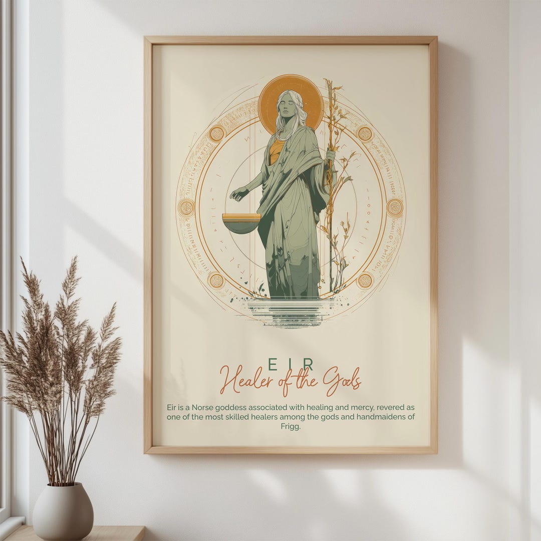 Eir Norse Goddess Poster, Viking Mythology Wall Art, Nordic Healing ...