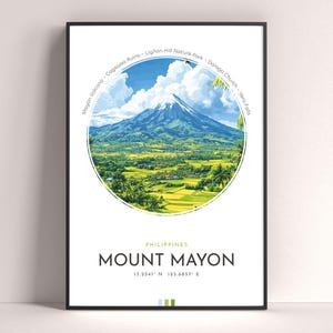 Mayon Volcano Poster, Mount Mayon Travel Print, Philippines Printable ...