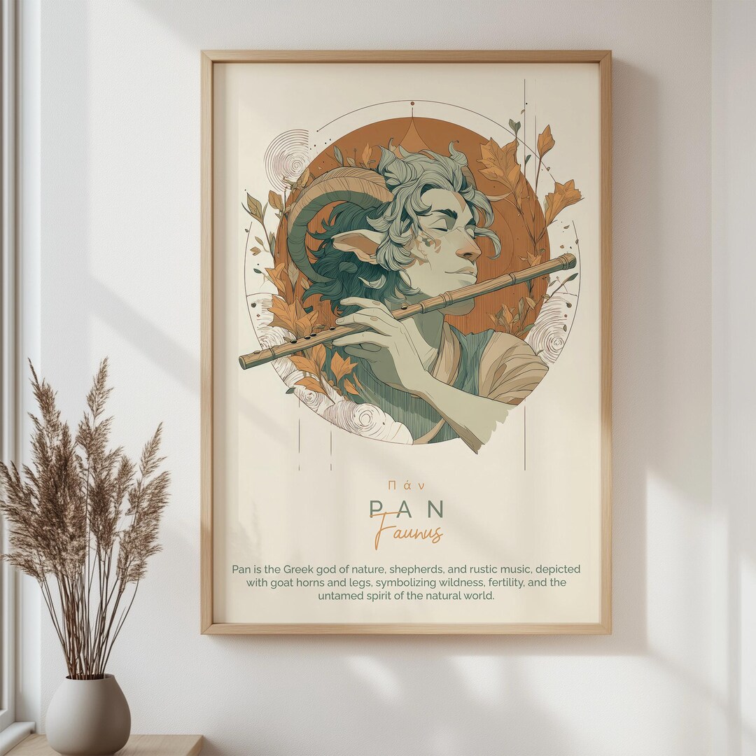 Pan Greek God Poster, Greek Mythology Wall Art, Nature Deity Print ...