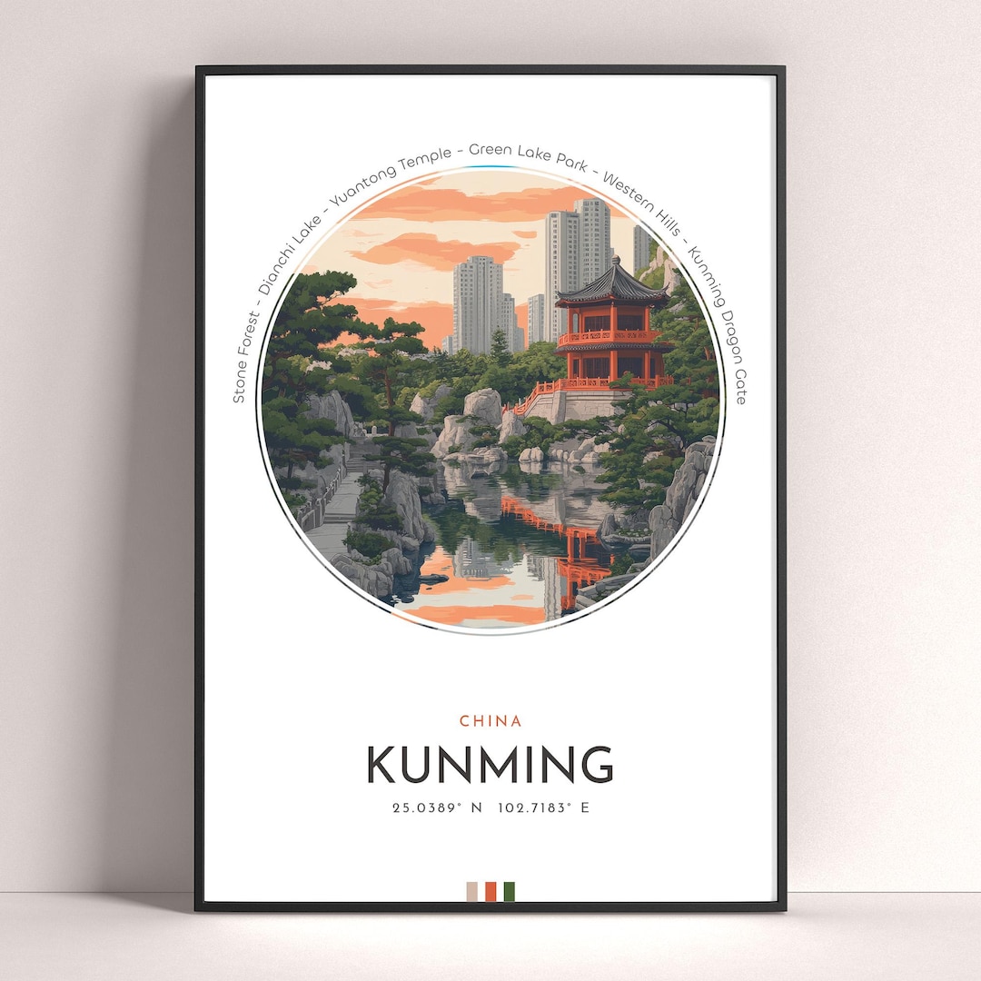 Kunming City Poster, China Travel Print, Printable Wall Art, Travel ...