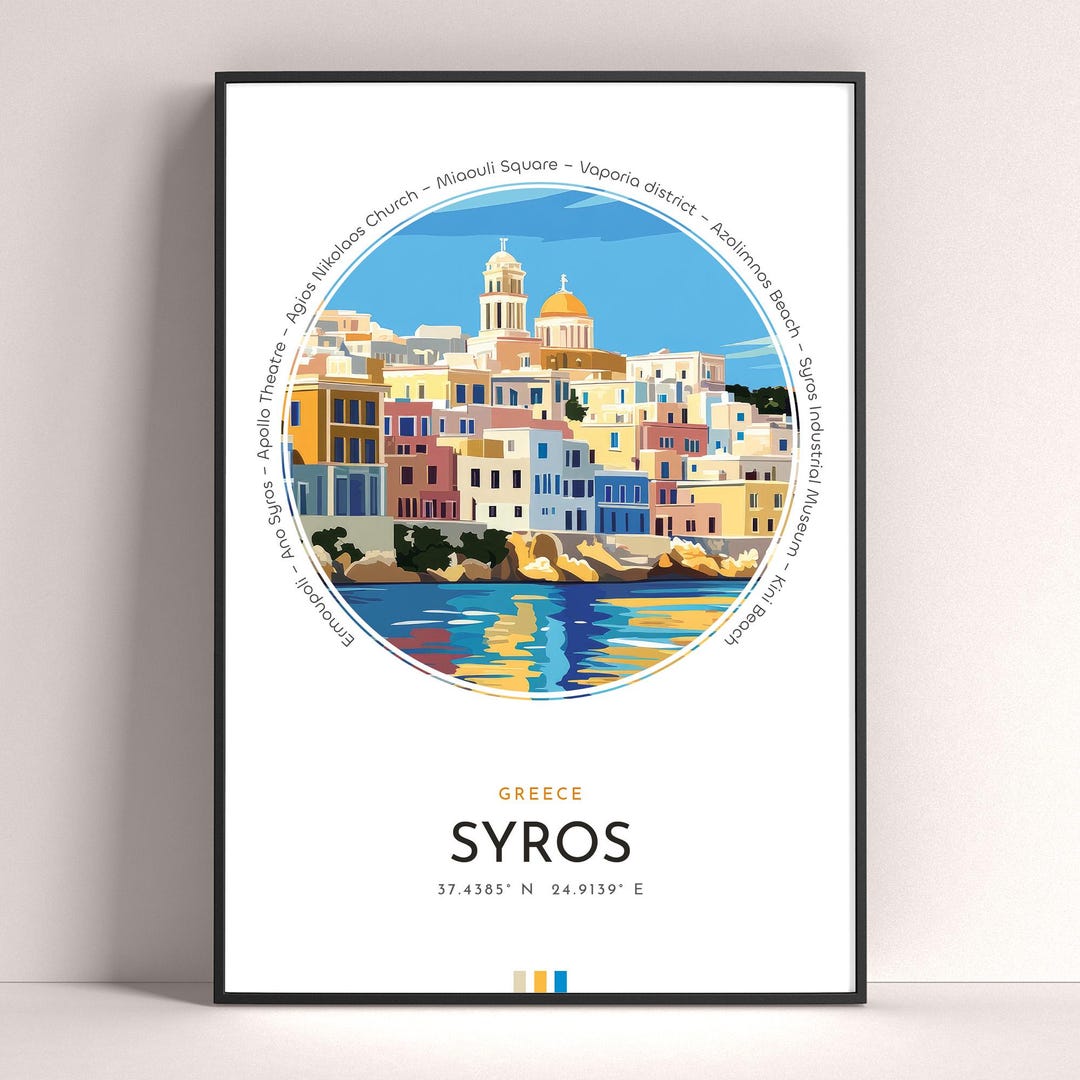 Syros City Poster, Greece Travel Print, Printable Wall Art, Travel Gift ...
