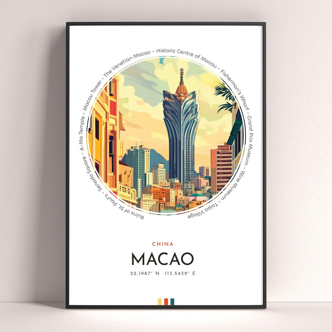 Macao City Poster, China Travel Print, Printable Wall Art, Travel Gift ...