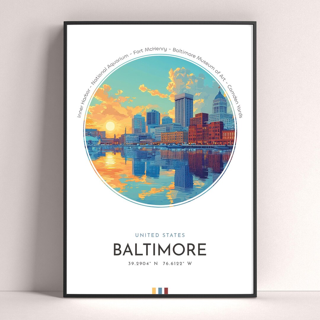Baltimore Poster, United States Travel Print, Maryland Printable Wall ...
