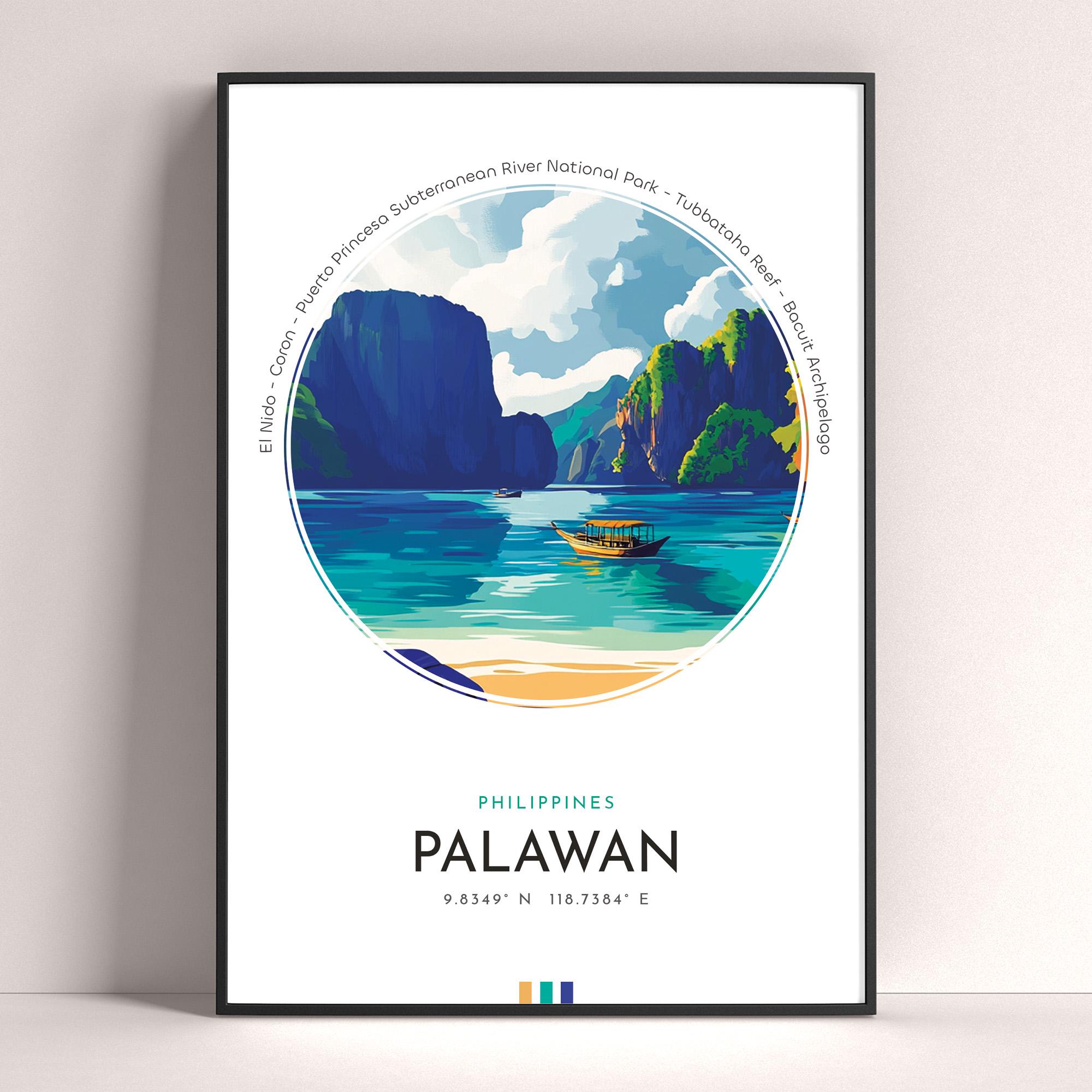 Palawan City Poster, Philippines Travel Print, Printable Wall Art ...