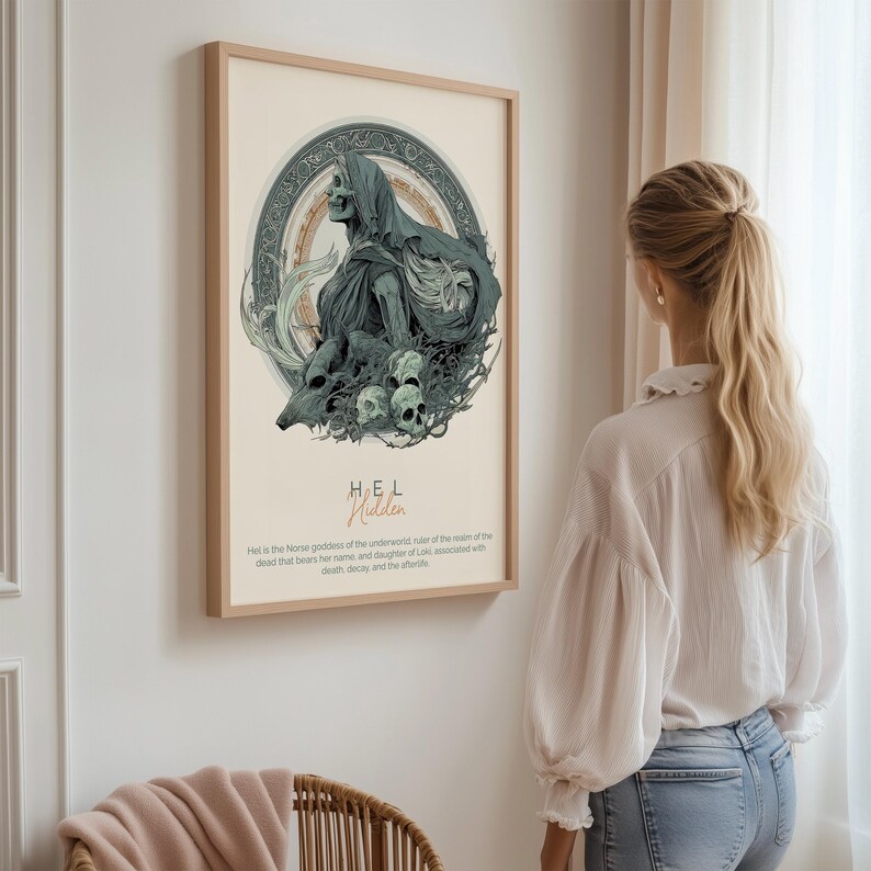Hel Hilden Norse Goddess Poster, Nordic Mythology Wall Art, Underworld ...