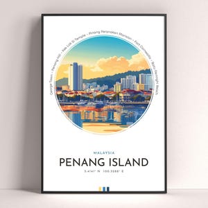Penang Island Poster, Malaysia Travel Print, Modern Wall Art, Travel ...